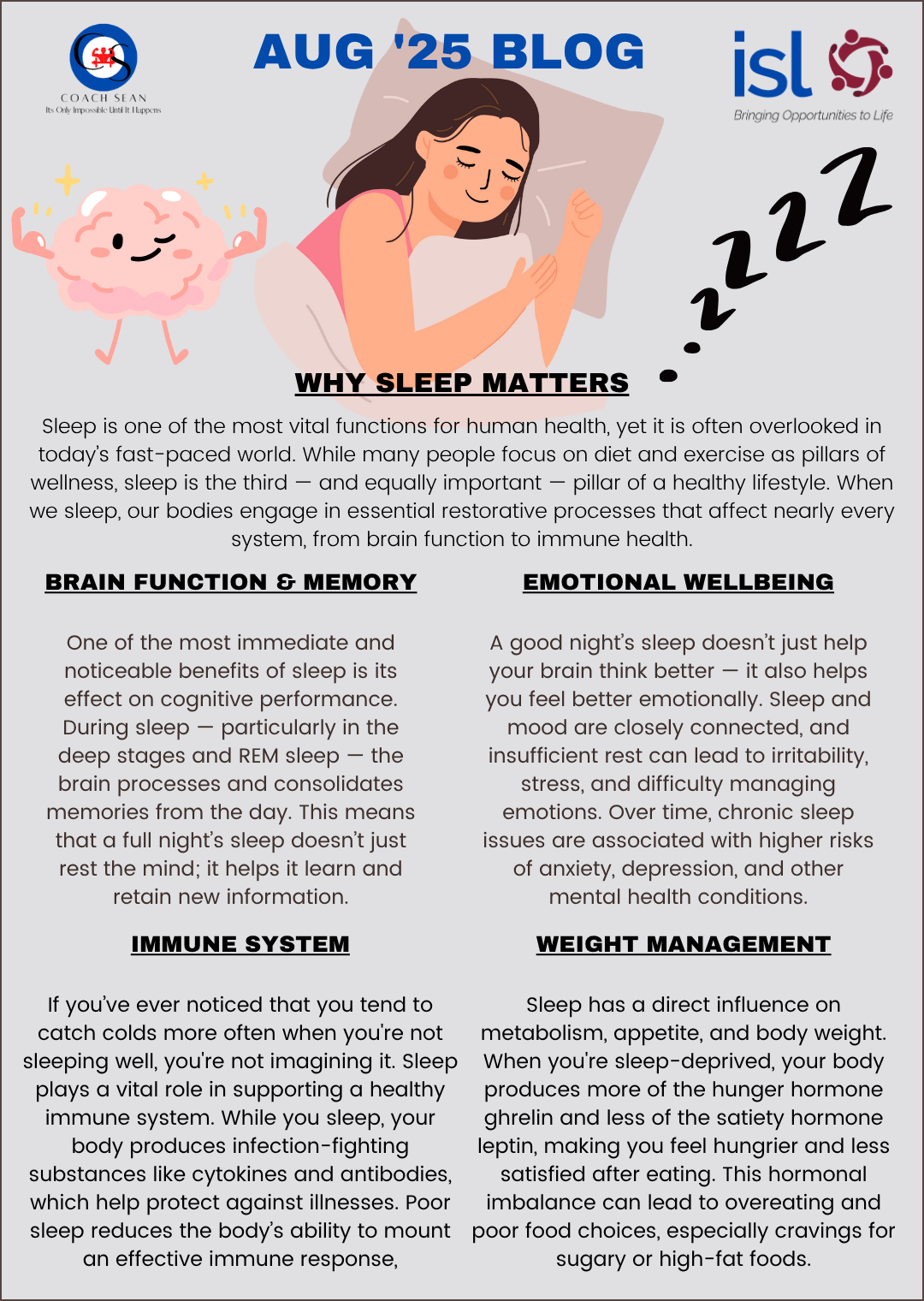 Coach Sean Blog: Why Sleep Matters - Independence Support